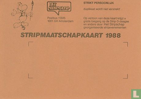 Stripmaatschapkaart 1988 (1988) - Het Stripschap - LastDodo