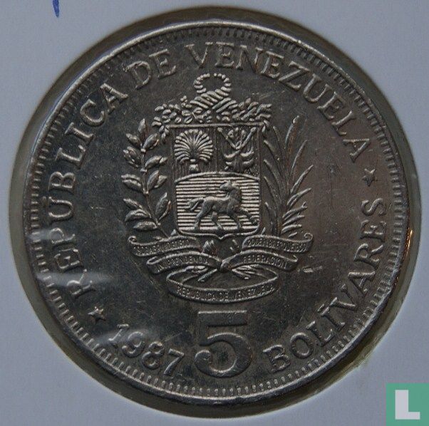 Venezuela 5 bolívar 1987 Y# 53.2 (1987) - Venezuela - LastDodo