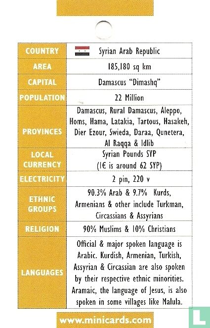 Minicards Syria - Facts & Figures (2011) - Minicards - LastDodo