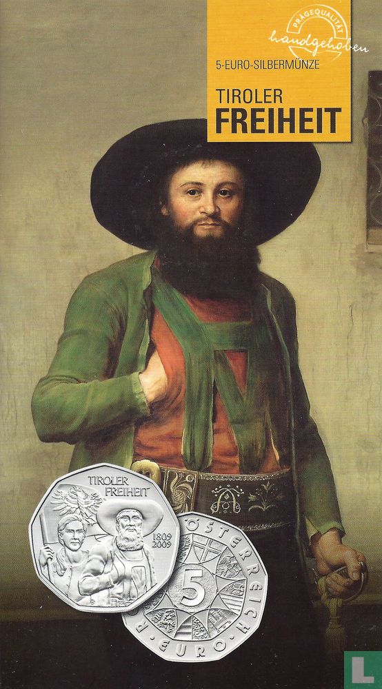 Austria 5 euro 2009 (special UNC) "200th anniversary Revolt of the ...
