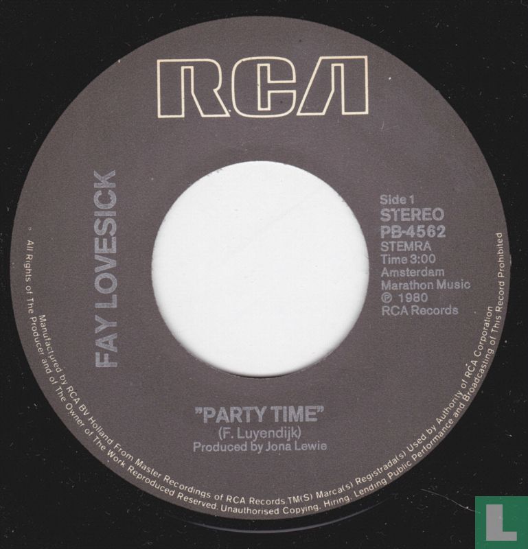 Party Time Single PB-4562 (1980) - Luyendijk, Fay - LastDodo