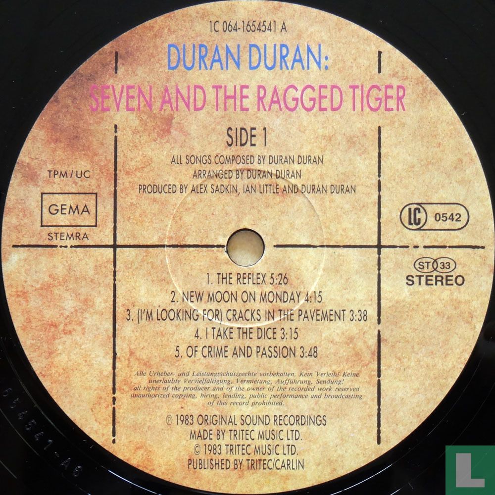 Seven and the Ragged Tiger LP 1C 064-1654541 (1983) - Duran Duran ...