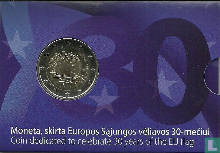 Lithuania 2 euro 2015 (coincard) "30 Years of European Union Flag" KM ...