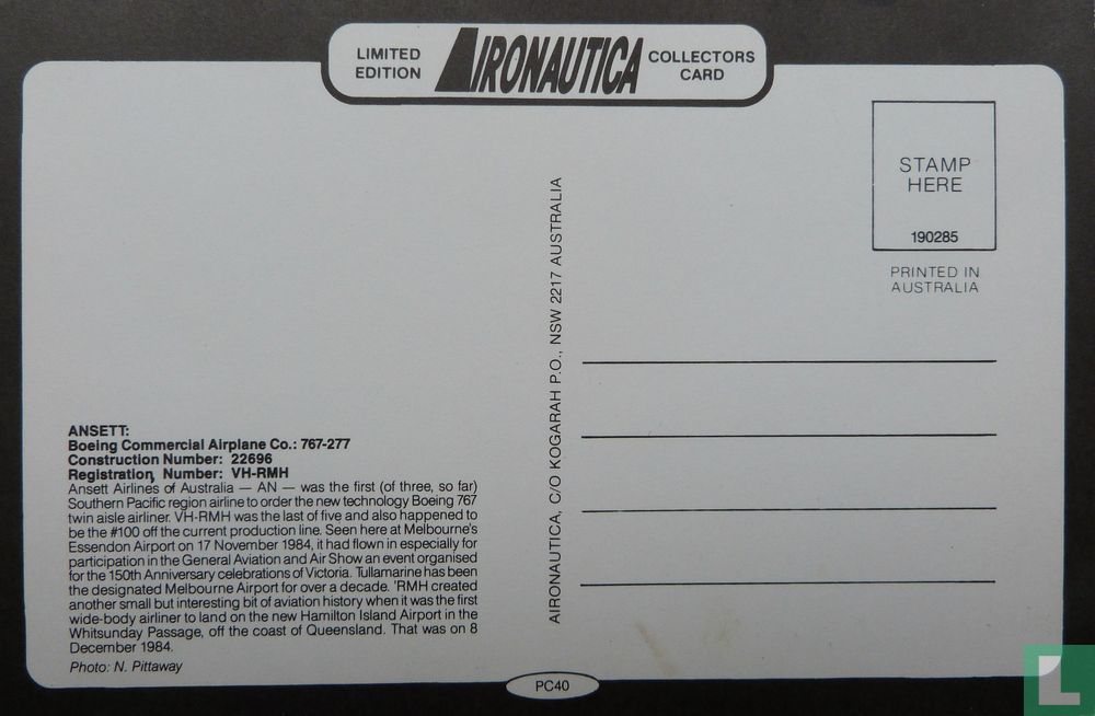 VH-RMH - Boeing 767-277 - Ansett Airlines PC40 - Melbourne / Essendon ...