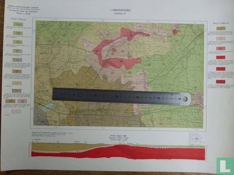 Geologische kaart van Nederland 7 Groningen, Kwartblad IV (1946) - Map ...