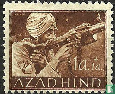 Sikh with machine gun 1+1 (1943) - German Reich - Azad Hind - LastDodo