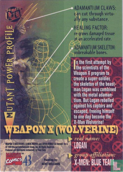 Weapon X (Wolverine) 43 (1994) - Marvel '94 Fleer Ultra X-Men - LastDodo