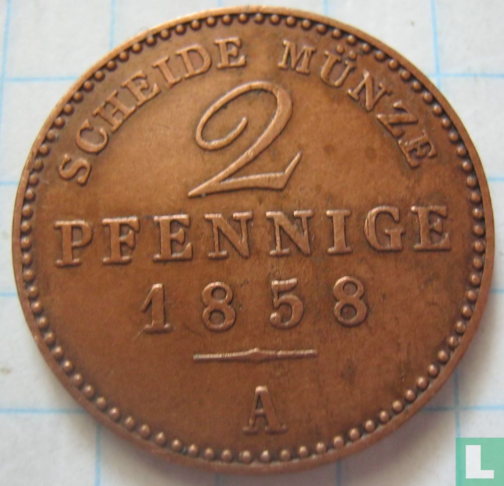 Sachsen-Weimar-Eisenach 2 Pfennige 1858 KM# 206 (1858) - Sachsen-Weimar ...