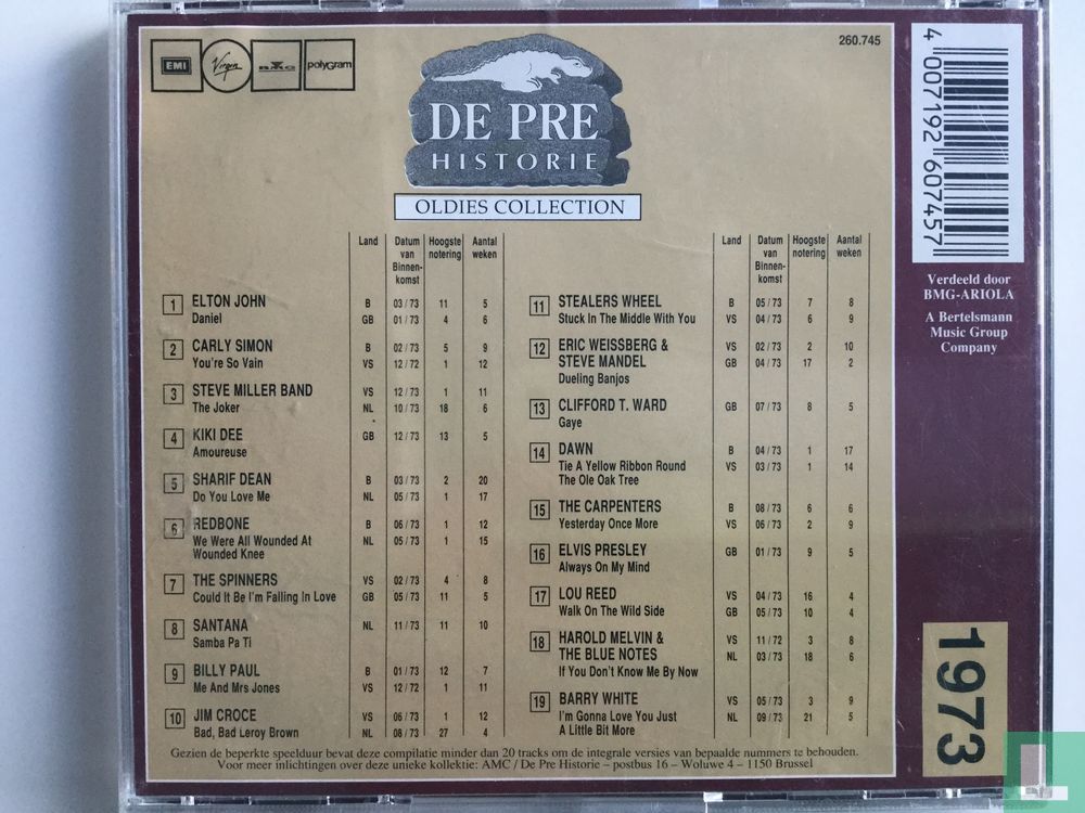De Pré historie 1973 CD 260.745 (1991) - Diverse artiesten - LastDodo