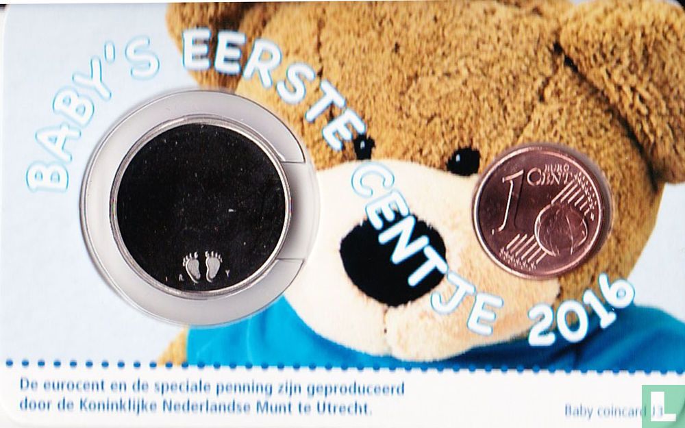 Nederland 1 cent 2016 (coincard - jongen) "Baby's eerste centje" KM ...
