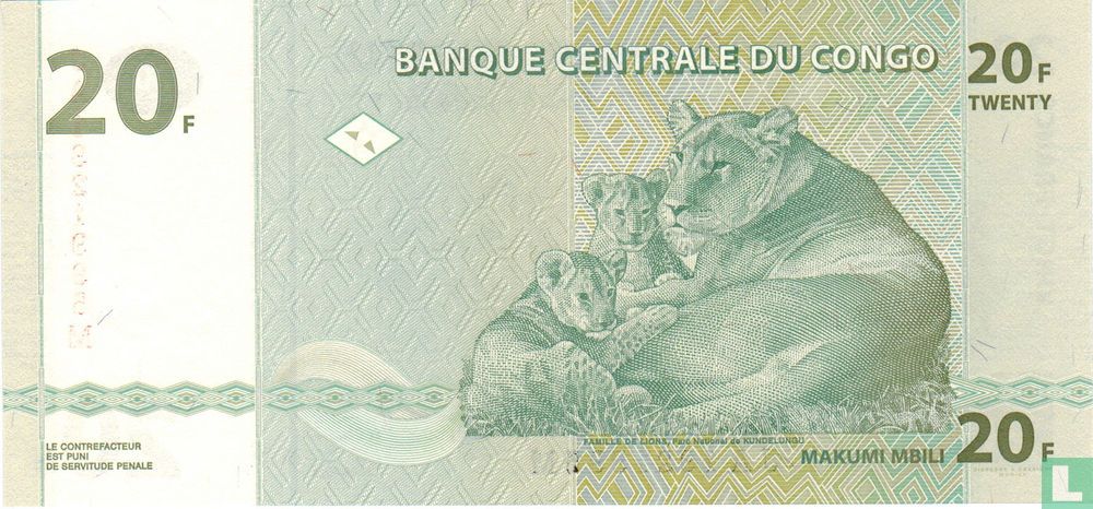 Congo 20 Francs 2003 (G&) (2003) - Banque Centrale du Congo - LastDodo