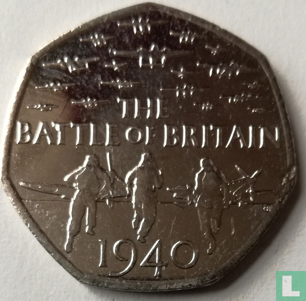 United Kingdom 50 pence 2015 (with JC) "75th anniversary of the Battle ...