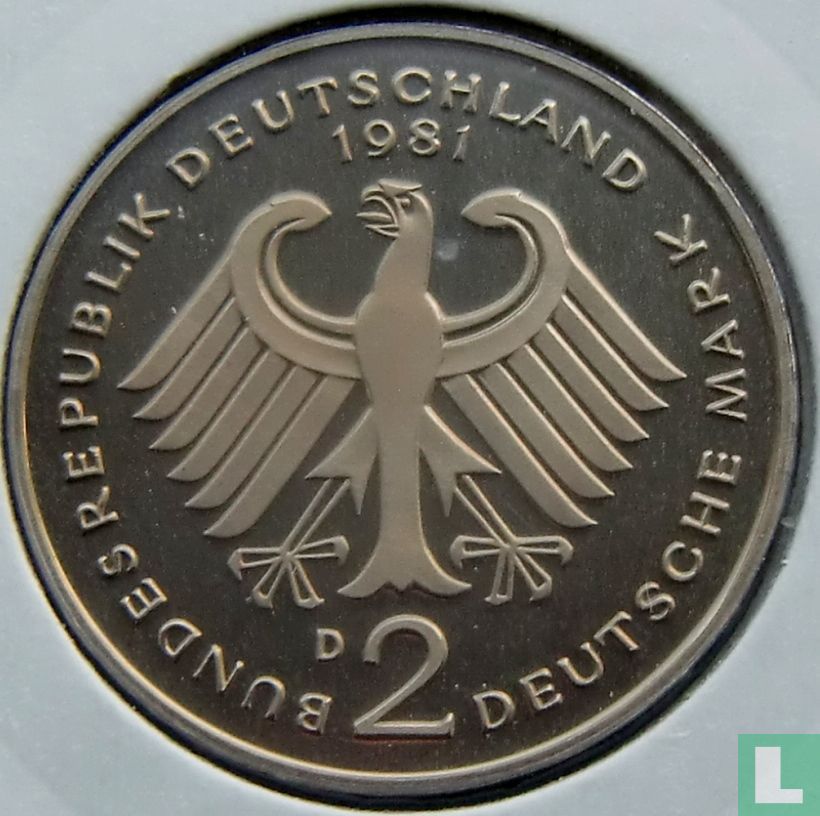 Duitsland 2 mark 1981 (D - Kurt Schumacher) KM# 149 (1981) - Duitsland ...