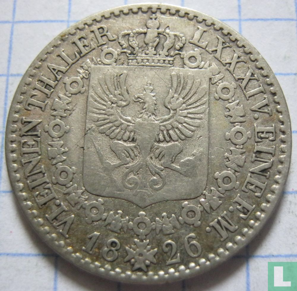 Pruisen 1/6 thaler 1826 (D) KM# 411 (1826) - Pruisen - LastDodo