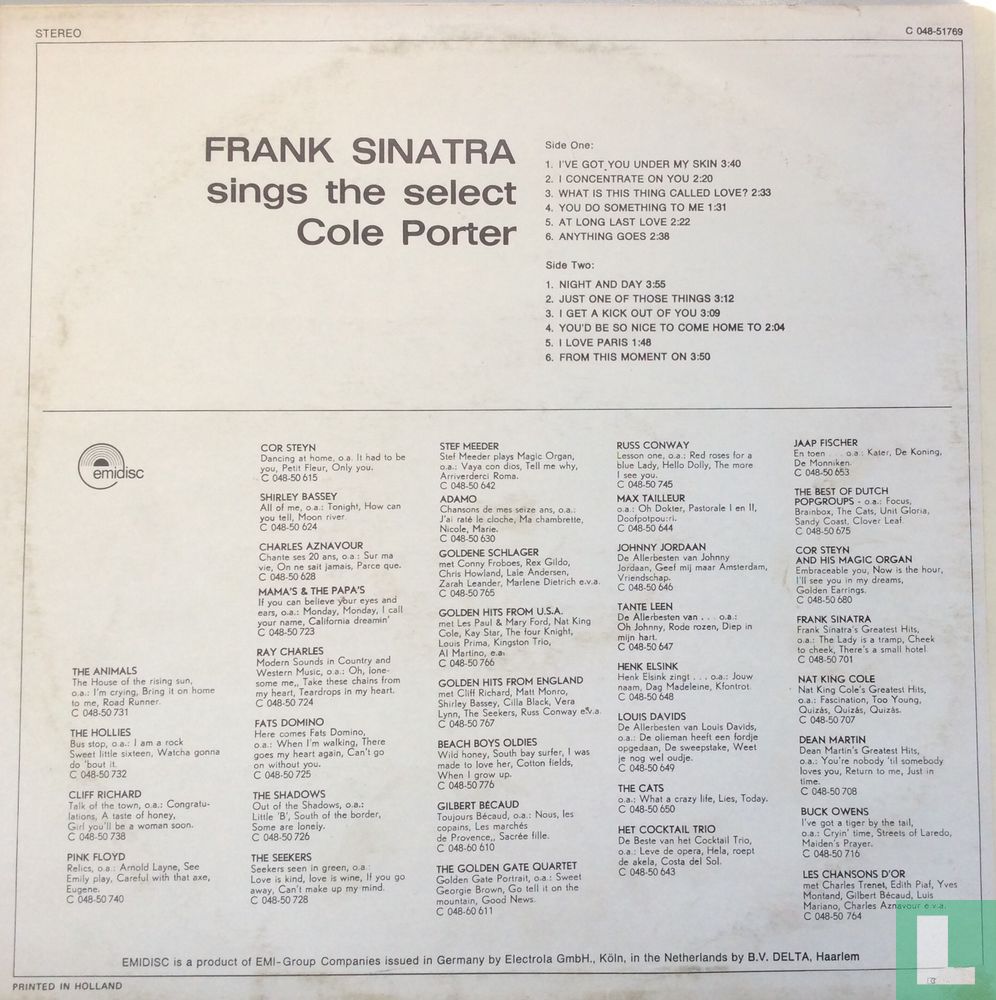 Frank Sinatra Sings the Select Cole Porter LP 5C 048-51769 - Sinatra ...