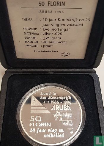 Aruba 50 florin 1996 (PROOF) "20-jarig jubileum Vlag en volkslied en 10 ...