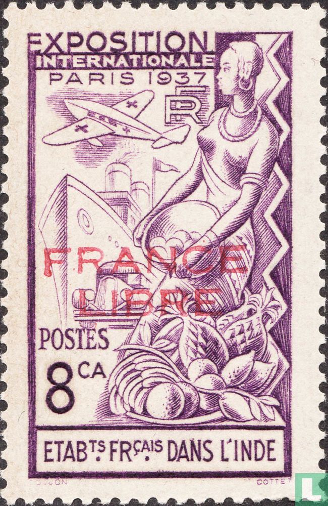 France Libre 8 (1941) - India - Franse postkantoren - LastDodo