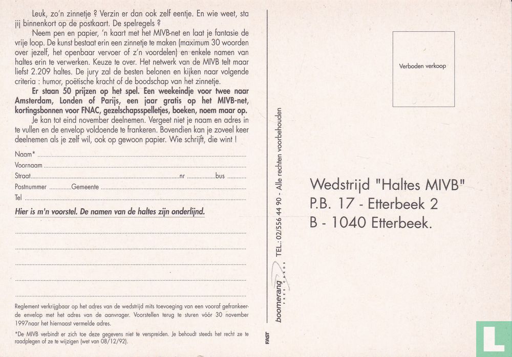 0634 - MIVB "Met Blokken zijn er geen Grote Prijzen ..." (1997 ...