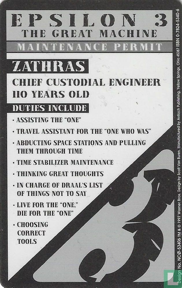 Babylon 5 Zathras Maintenance Permit Identification Card ID Badge (1997 ...