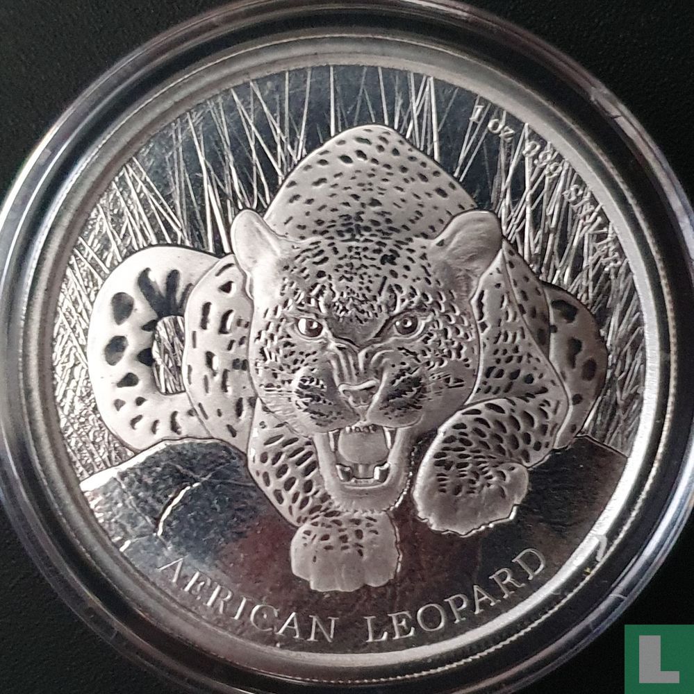 Ghana 5 cedis 2017 (colourless) "African leopard" KM# 60 (2017) - Ghana ...