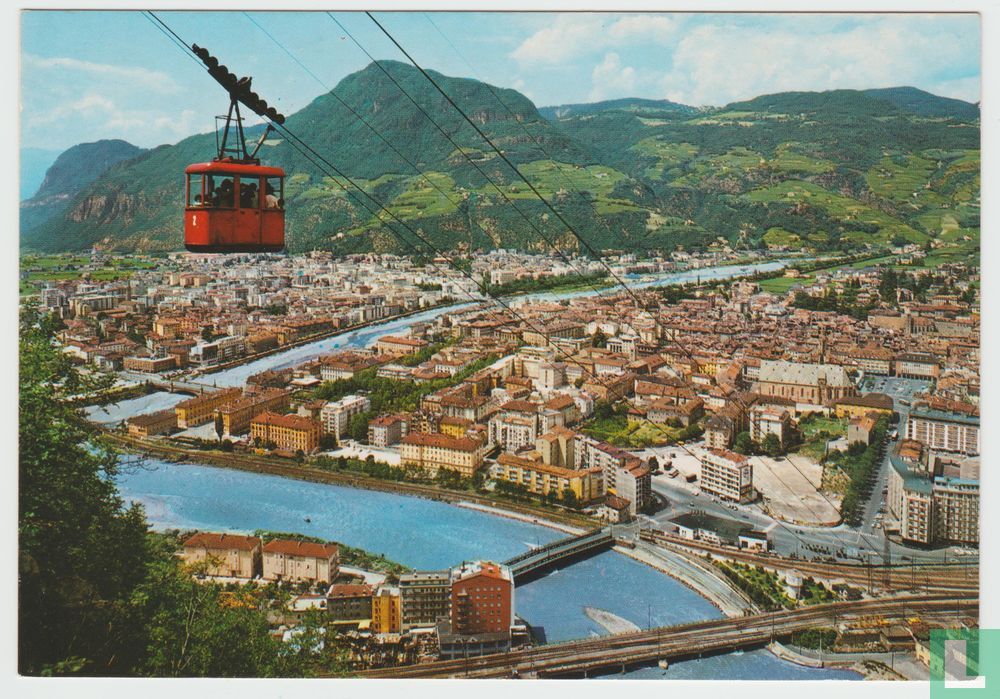 Bolzano Panorama con la funivia del Italia Cartoline Cable Car ...