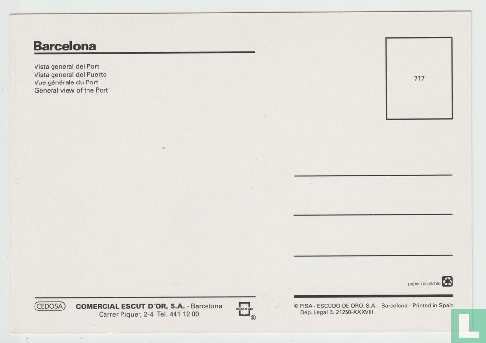 Barcelona Vista General del Puerto Cataluña España Postales General ...