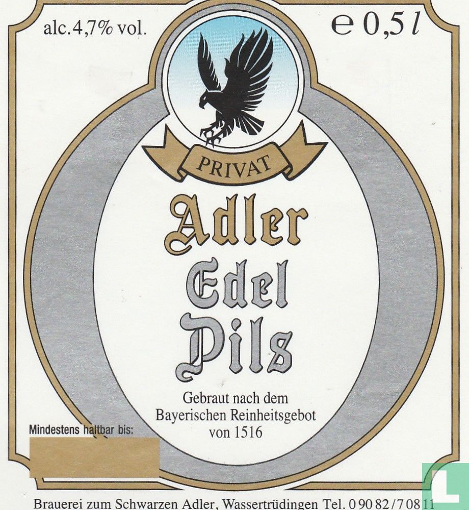 Adler Edel Pils - Zum Schwarzen Adler, Wassertrüdingen - LastDodo