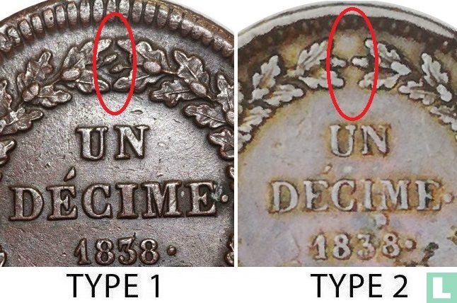 Monaco 1 décime 1838 (copper - type 1) KM# 97.1 (1838) - Monaco - LastDodo