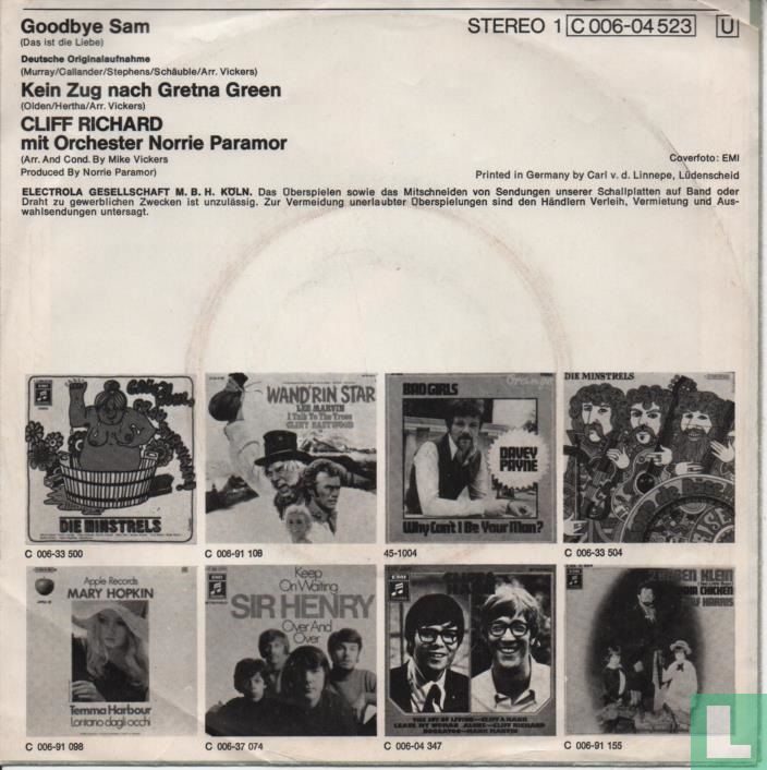 Goodbye Sam (Das ist die Liebe) Single 1C 006-04 523 (1970) - Norrie ...
