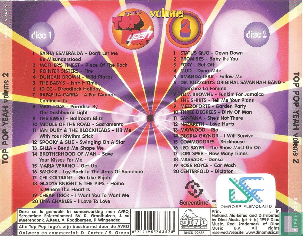 Avro's Top Pop Yeah Volume 2 CD DNCD 99636 (1999) - Diverse artiesten ...