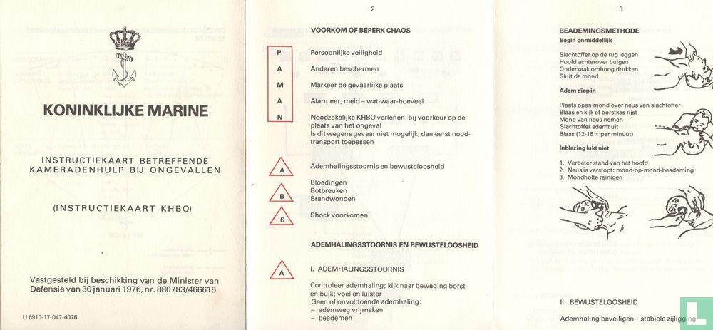 instructiekaart betreft kameraden bij ongelukken 6910 (1976 ...