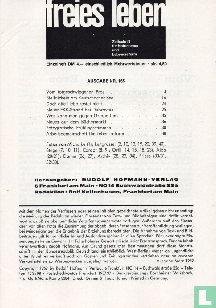 Freies Leben 165 165 (1969) - Freies Leben - LastDodo