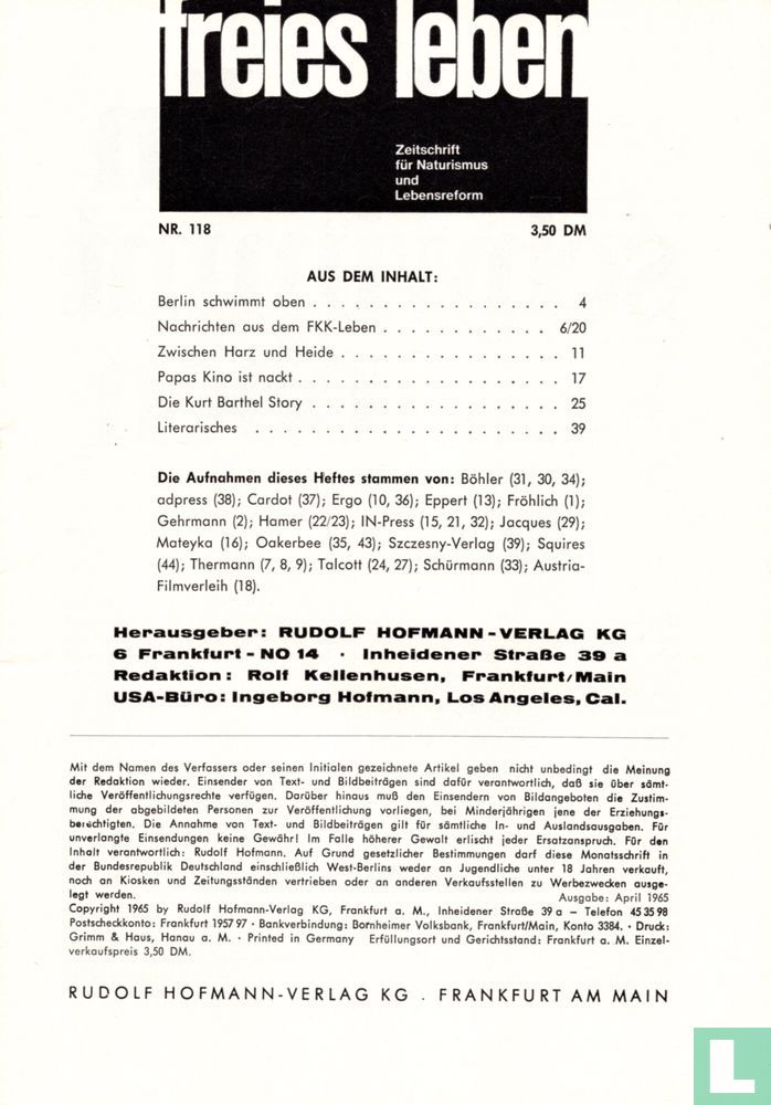 Freies Leben 118 118 (1965) - Freies Leben - LastDodo
