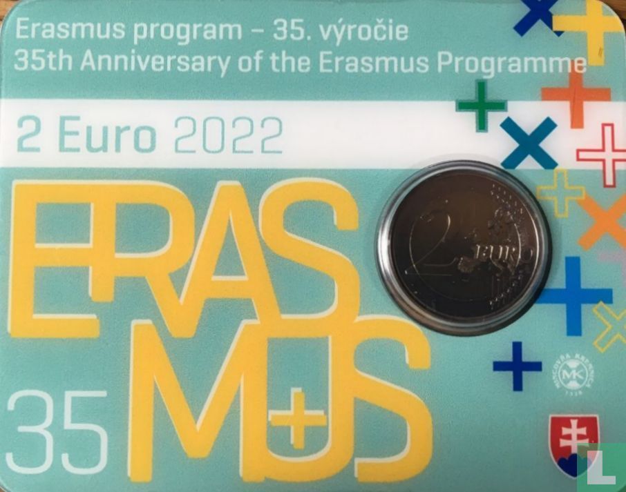 Slowakei 2 Euro 2022 (Coincard) "35 years Erasmus Programme" KM# (2022 ...