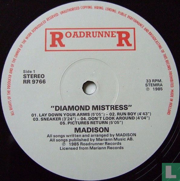 Diamond Mistress LP RR 9766 (1985) - Madison - LastDodo