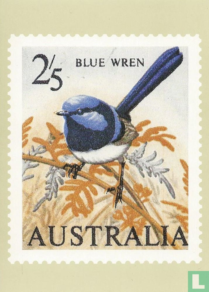 Australian Birds: Blue Wren series 2 card 11 - The Stamp Factory - LastDodo