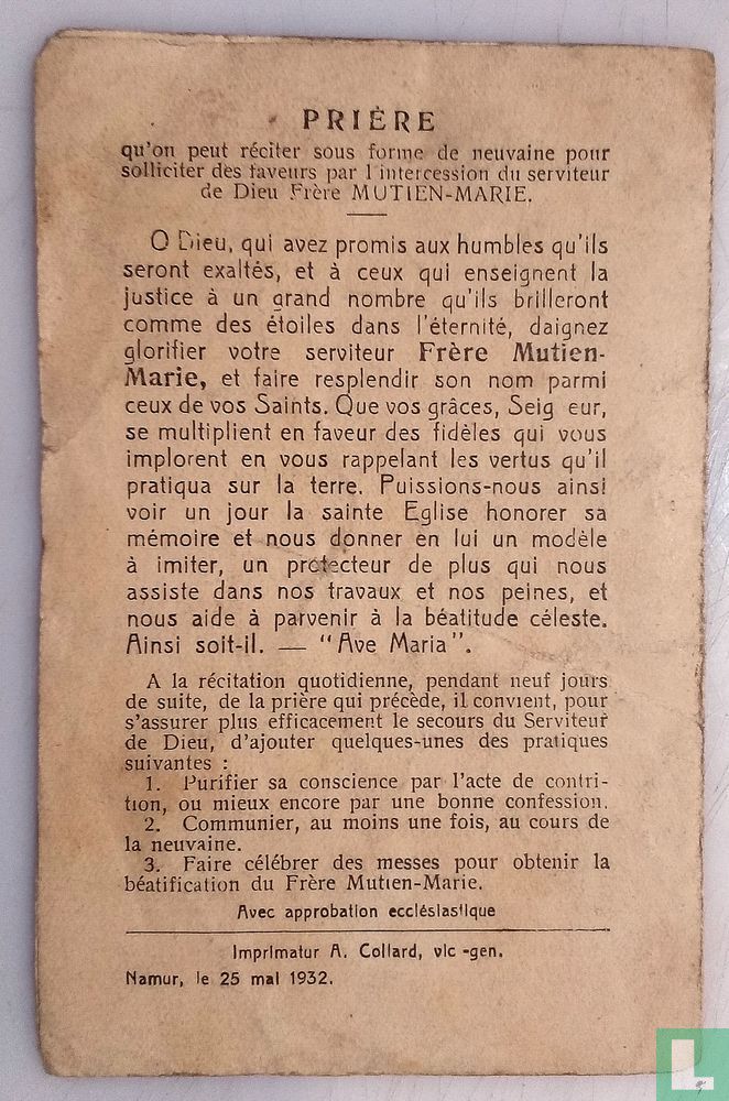 Frere Mutien-Marie.Malonne-Lez-Namur (1932) - Imorimatur A.Collard.vic ...