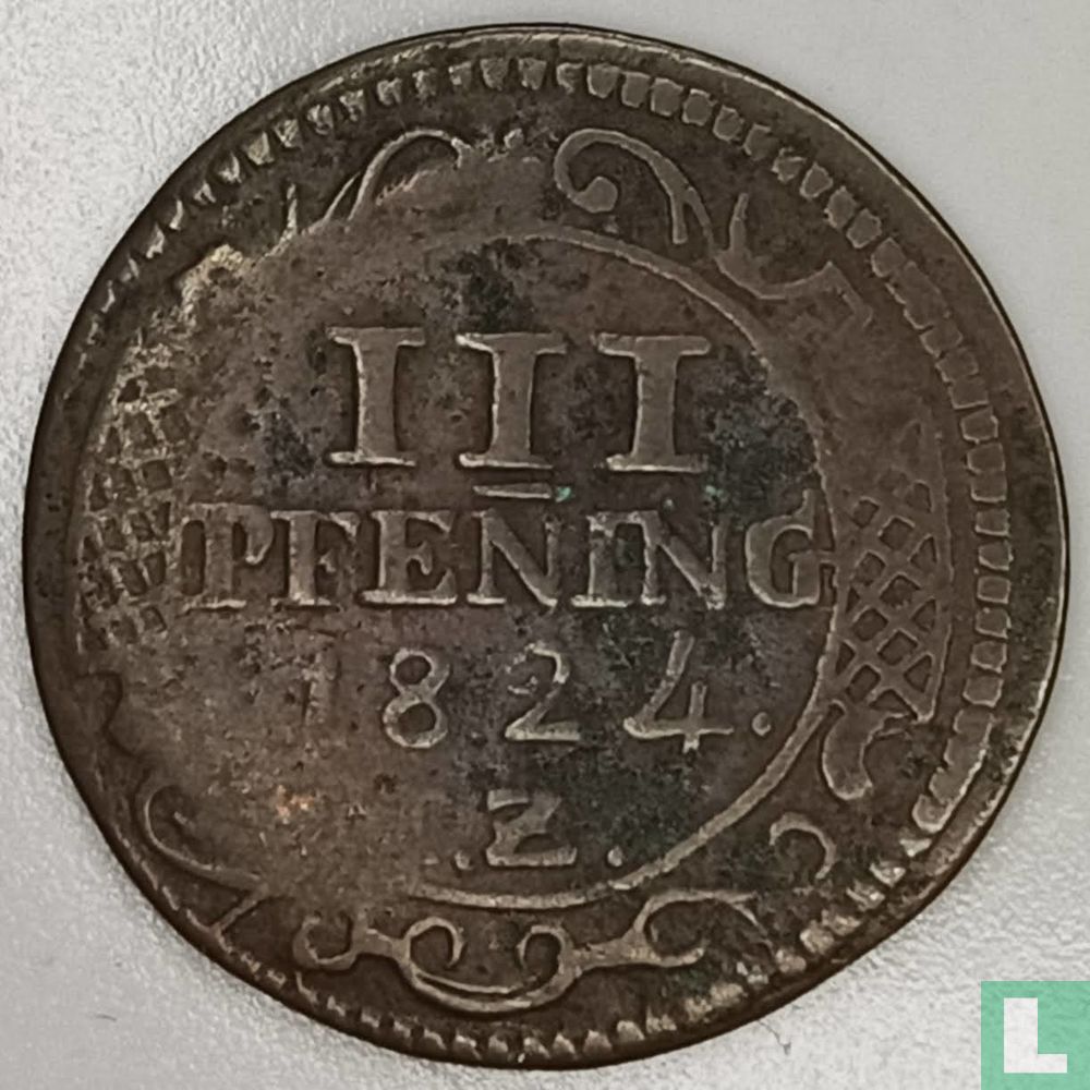 Wismar 3 pfening 1824 KM# 138 (1824) - Wismar - LastDodo