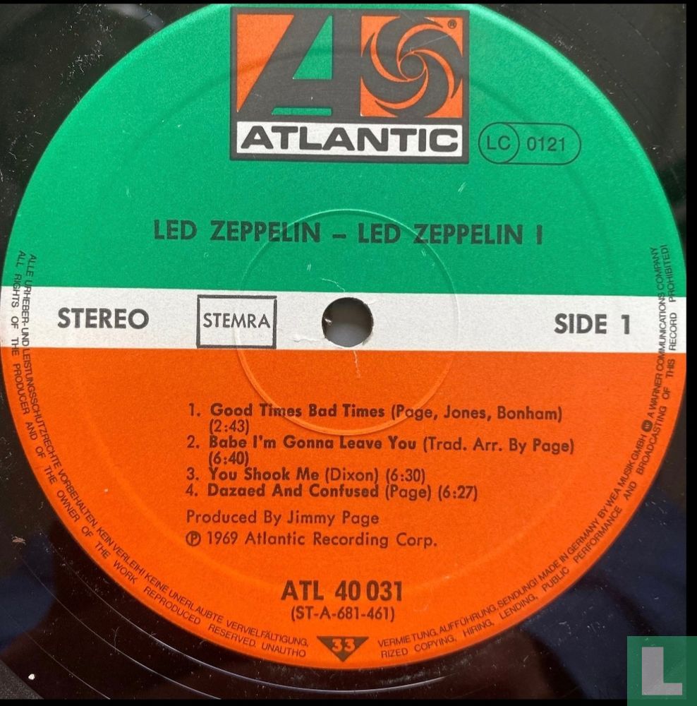Led Zeppelin I LP ATL 40031 (1973) - Led Zeppelin - LastDodo