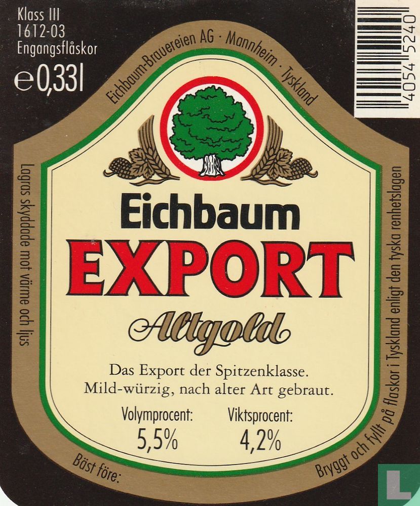 Eichbaum Export - Eichbaum Brauerei Mannheim - LastDodo