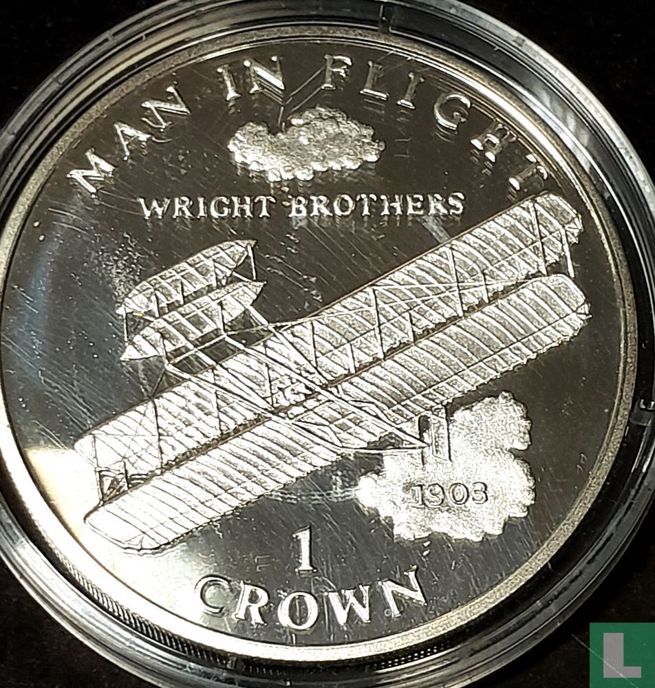 Insel Man 1 Crown 1995 (PP) "Wright Brothers airplane" KM# 437a (1995 ...