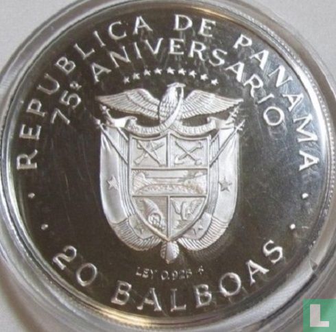 Panama 20 balboas 1978 (PROOF) "75th anniversary of the Republic of ...