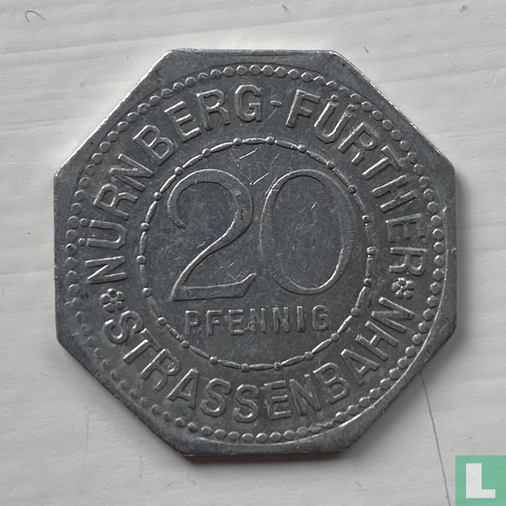 Nürnberg-Fürther 20 pfennig Strassenbahn "Tiergartentor ...