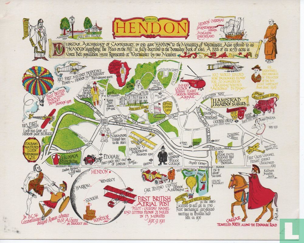Hendon map 2A 2/6P/7/64 (1964) - Hendon - LastDodo