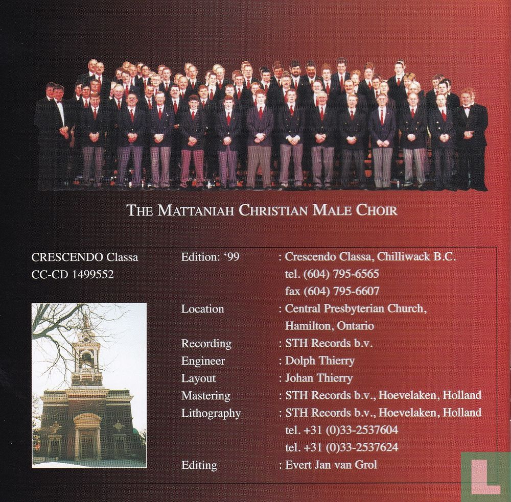 Men sing Thy praise, o God (2) CD 1499552 (1999) - 'Mattaniah ...
