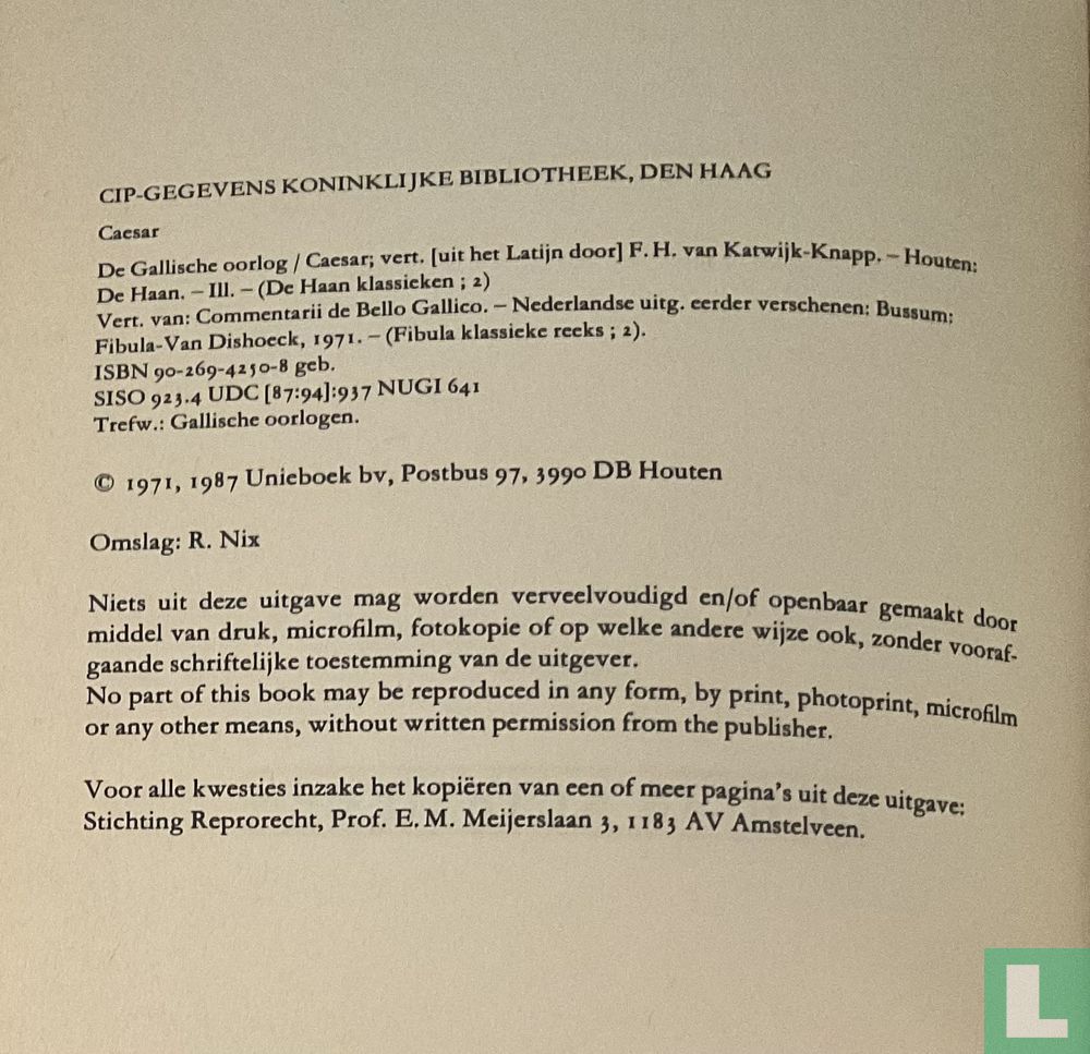 De Gallische Oorlog (1987) - Caesar, Gaius Julius - LastDodo