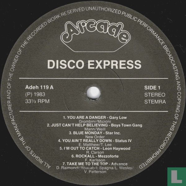 Disco Express LP ADEH 119 (1983) - Various artists - LastDodo