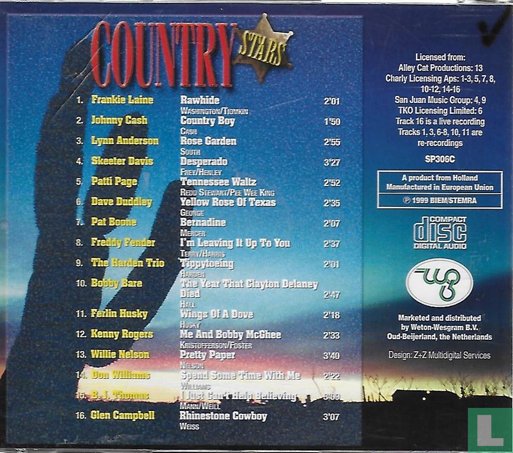 Country Stars CD3 CD SP306C (1999) - Diverse artiesten - LastDodo