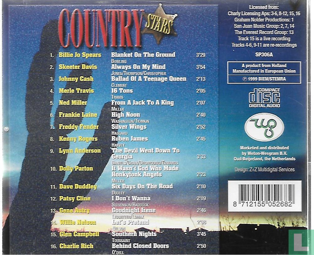 Country Stars CD1 CD SP306A (1999) - Diverse artiesten - LastDodo
