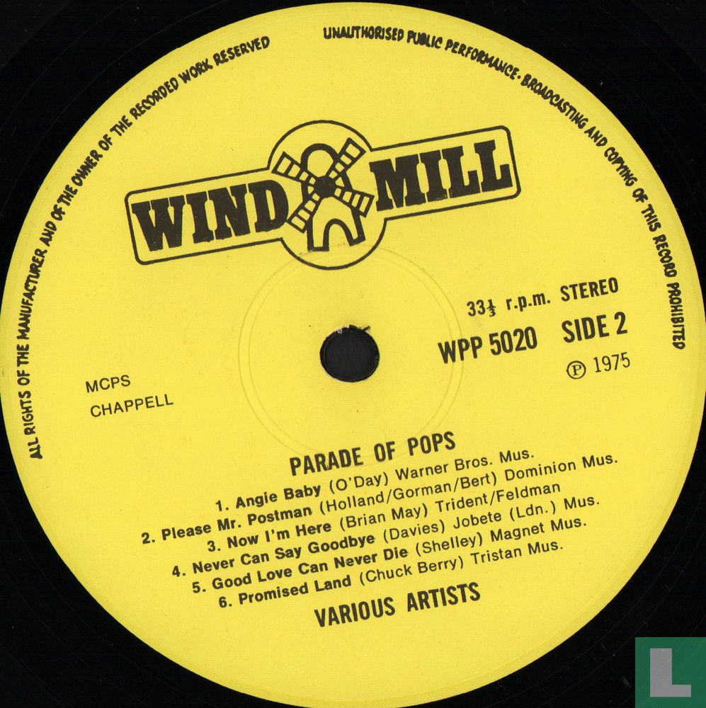 Parade Of Pops LP WPP 5020 (1975) - Diverse artiesten - LastDodo